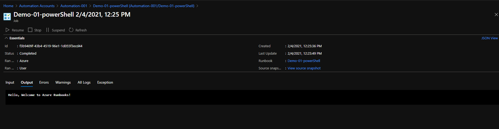 Azure Automation : How to create PowerShell Runbook – achraf ben alaya